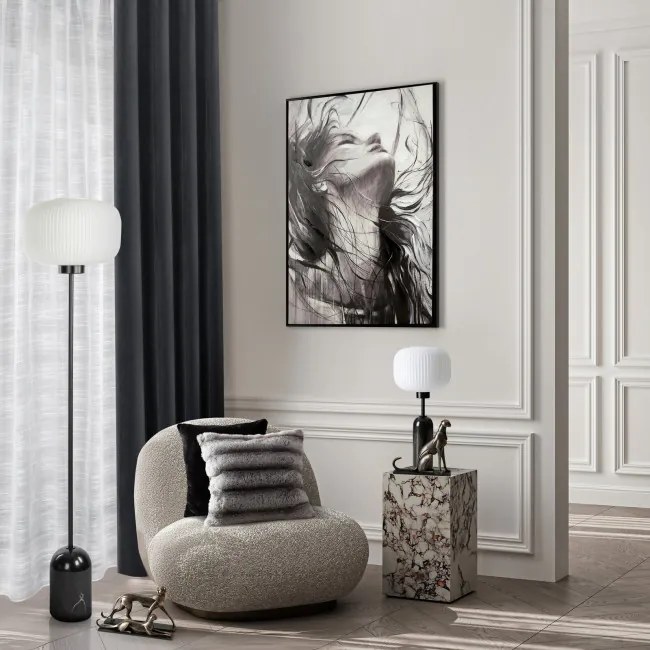 Stojící lampa se stínítkem LYLA 01 černá / bílá