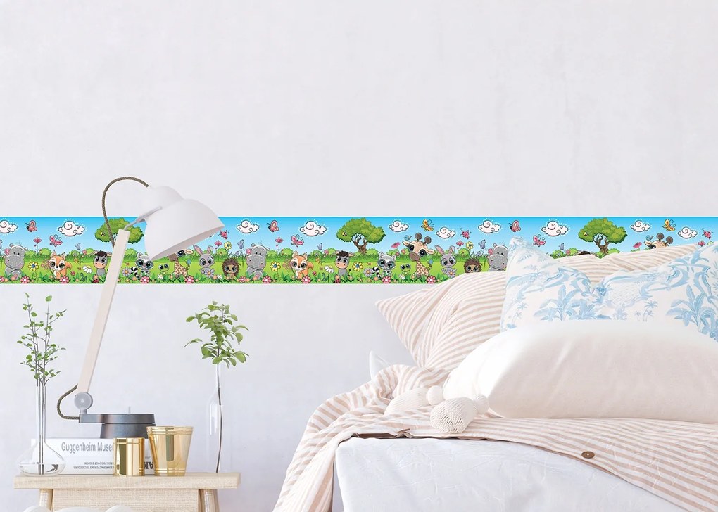 Dětská samolepící bordura na zeď Zvířata | 5 m x 13.8 cm | DWBD8011