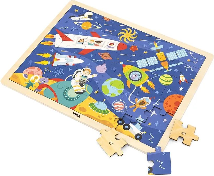 Dřevěné puzzle poznávej vesmír Viga 48 dílků