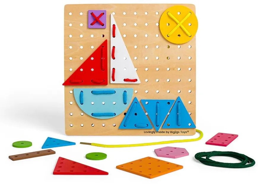 Bigjigs Toys šněrovací hra Geometrické tvary