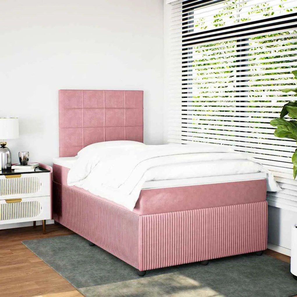Box spring postel s matrací růžová 120 x 200 cm samet 3294615