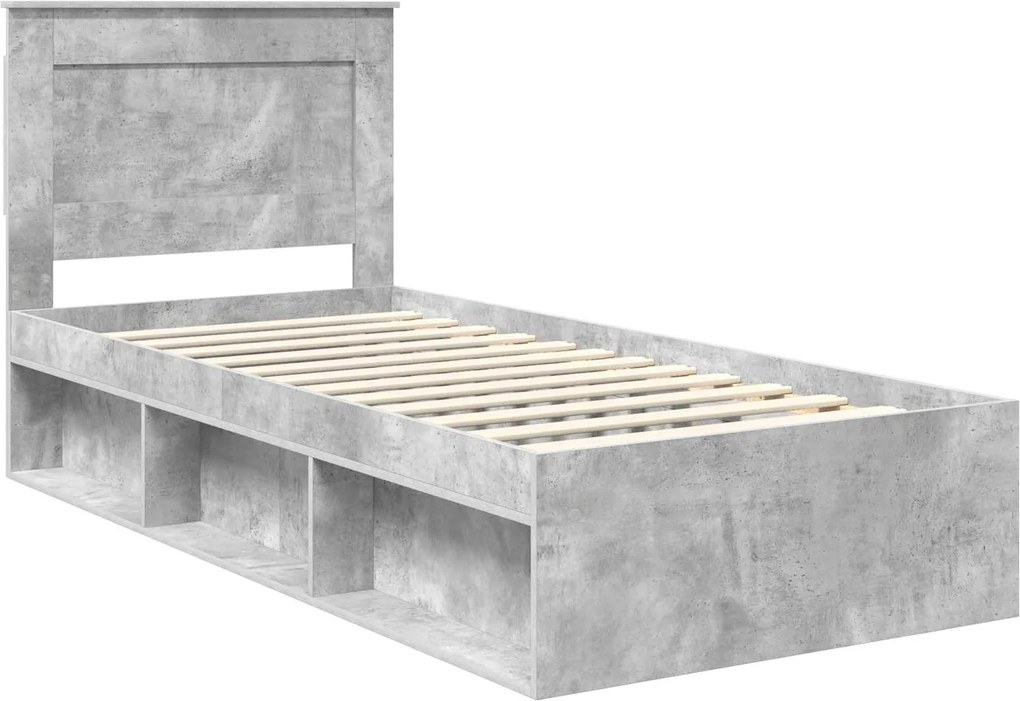 Rám postele Betonově šedá 100 x 200 cm Masivní borové dřevo 3410123