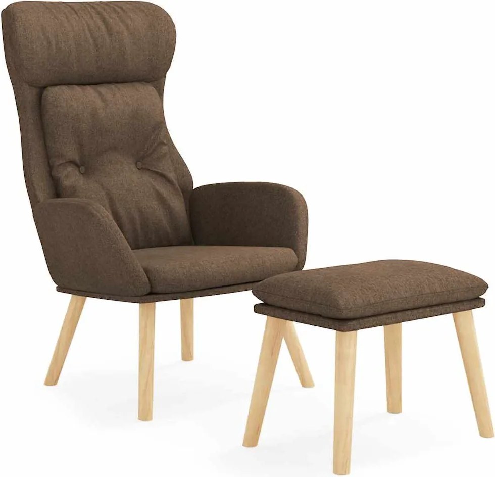 Relaxační křeslo s podnožkou hnědé textil 3097753