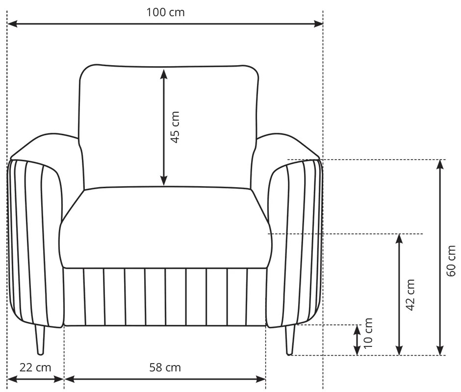Křeslo LAREN | 100 cm | glamour styl | VÝBĚR LÁTEK
