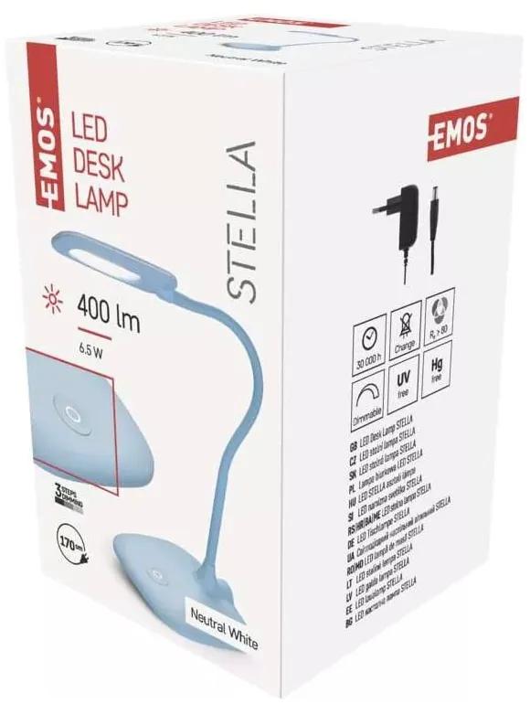 Světle modrá LED stmívatelná stolní lampa (výška 55 cm) Stella – EMOS
