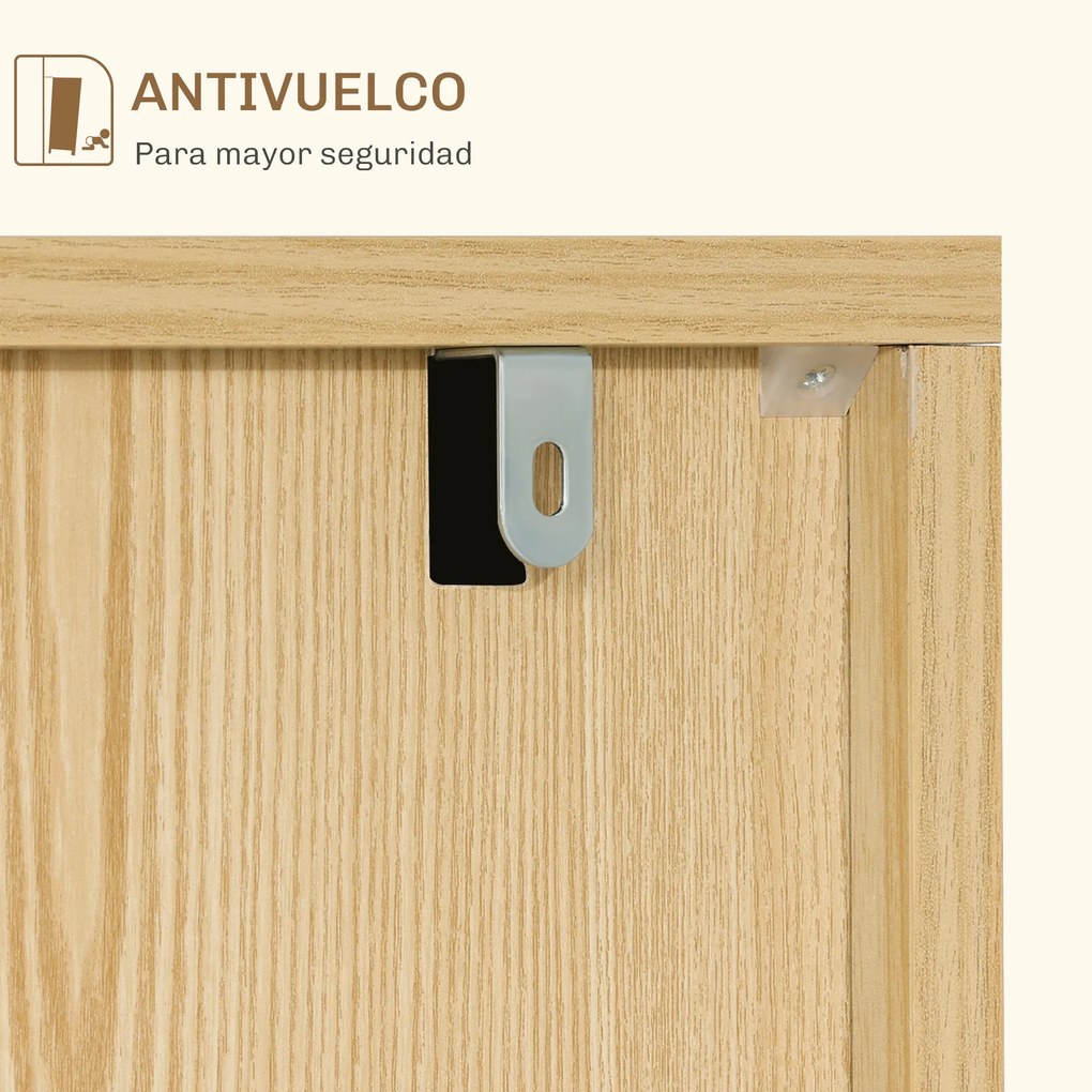 HOMCOM Kuchyňská komoda se 3 dvířky v herringbone vzoru, dřevěnými nohami a nastavitelnými policemi | Bufetový nábytek do jídelny a obývacího pokoje …
