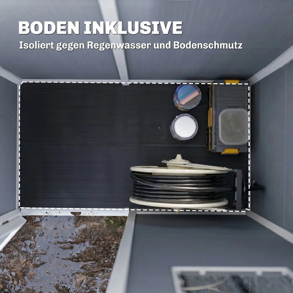 Zahradní kůlna Outsunny 1,14 m² - uzamykatelné dveře, ventilace a okno - rozměry 151D x 92Š x 193V cm - plast, šedá