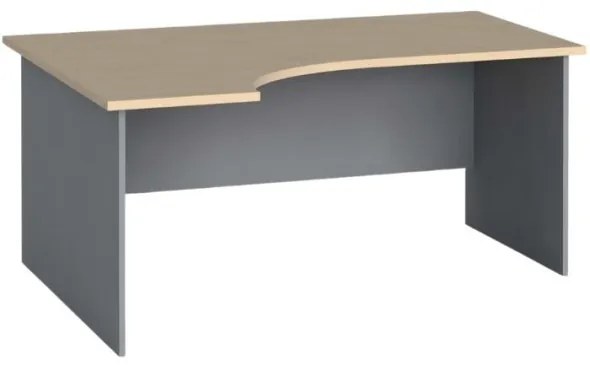 Rohový kancelářský pracovní stůl PRIMO FLEXI, 160 x 120 cm, šedá / bříza, levý