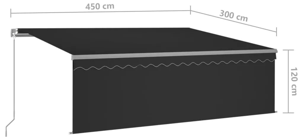 vidaXL Marketos Ručně zatahovací markýza s roletou a LED 4,5 x 3 m antracitová