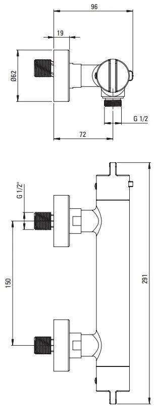 Deante Cascada, termostatická sprchová baterie, titanová, DEA-BCH_D4BT
