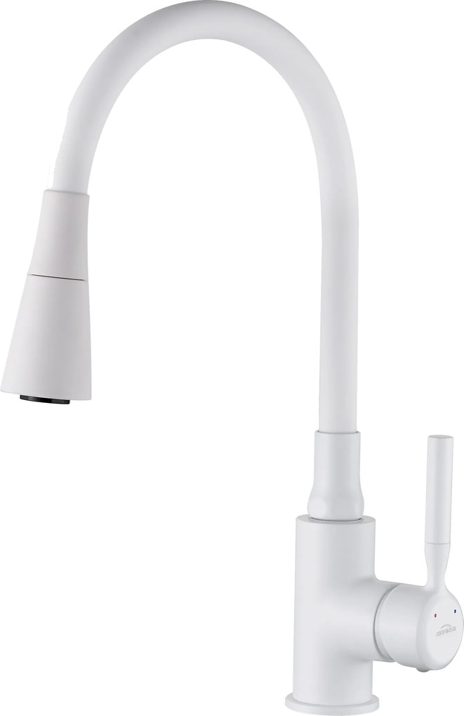 Invena Hula, vysoká dřezová baterie 2-funkční, bílá, INV-BZ-85-P02-L