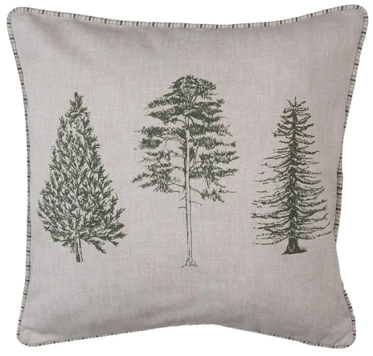 Béžový povlak na polštář se vzorem jehličnatých stromů Natural Pine Trees – 40x40 cm