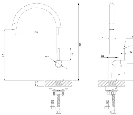 Omnires Y dřezová baterie, kartáčovaná mosaz Y1251BSB - Omnires