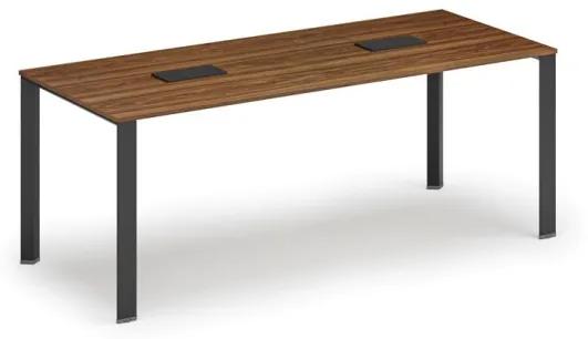 Stůl INFINITY 2000 x 900 x 750, ořech + 2x stolní zásuvka TYP III, černá