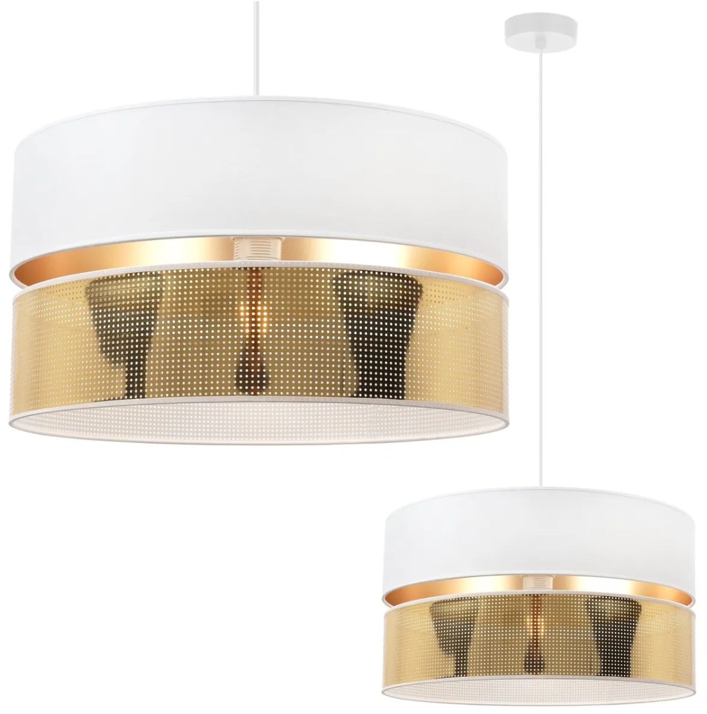 Závěsné svítidlo Asti2, 1x PVC/bílé textilní stínítko, (fi 40cm), g, w