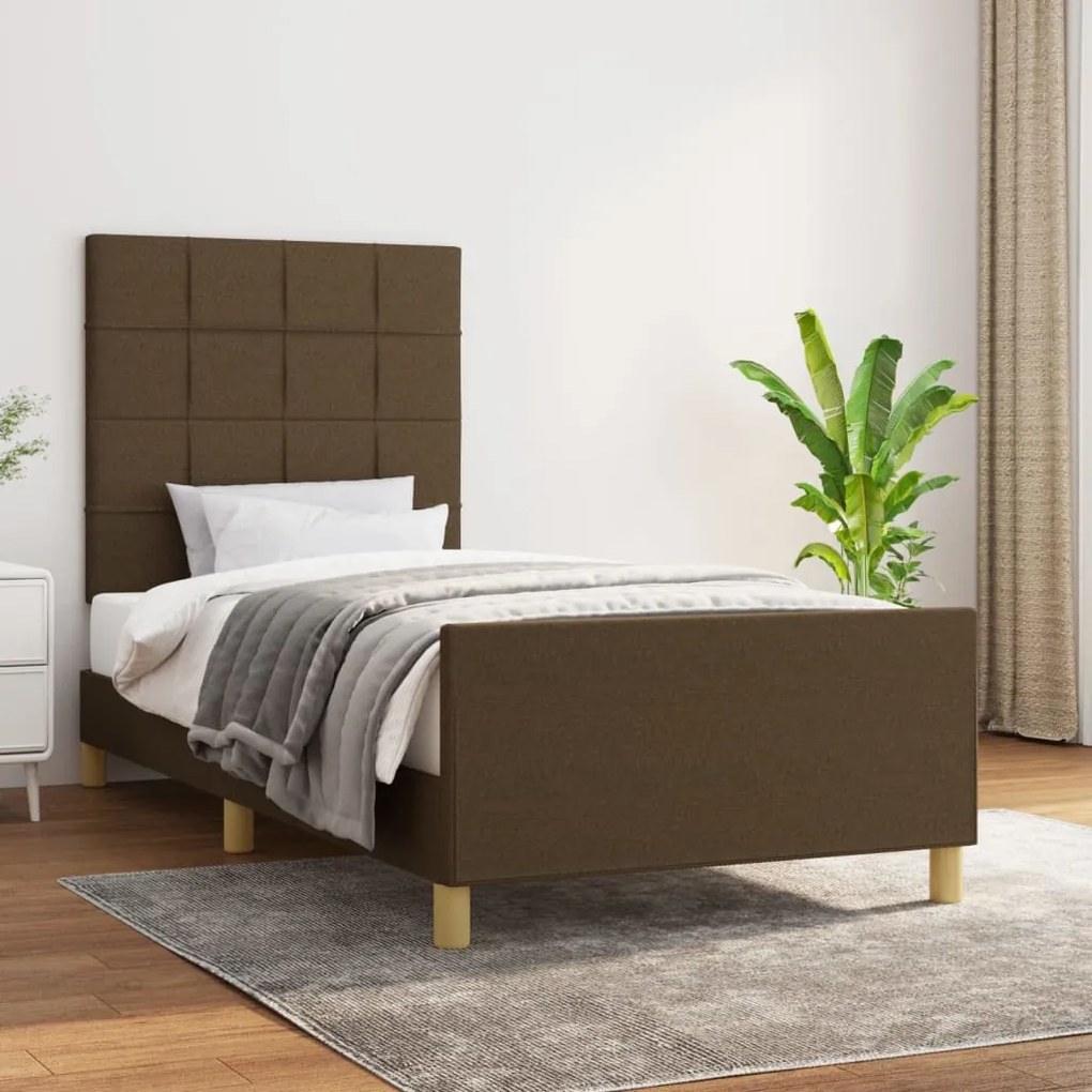 Rám postele bez matrace tmavě hnědý 90 x 200 cm textil 3125028