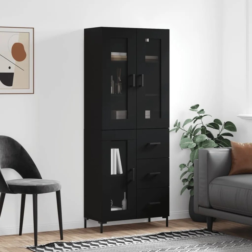 Skříň highboard černá 69,5 x 34 x 180 cm kompozitní dřevo