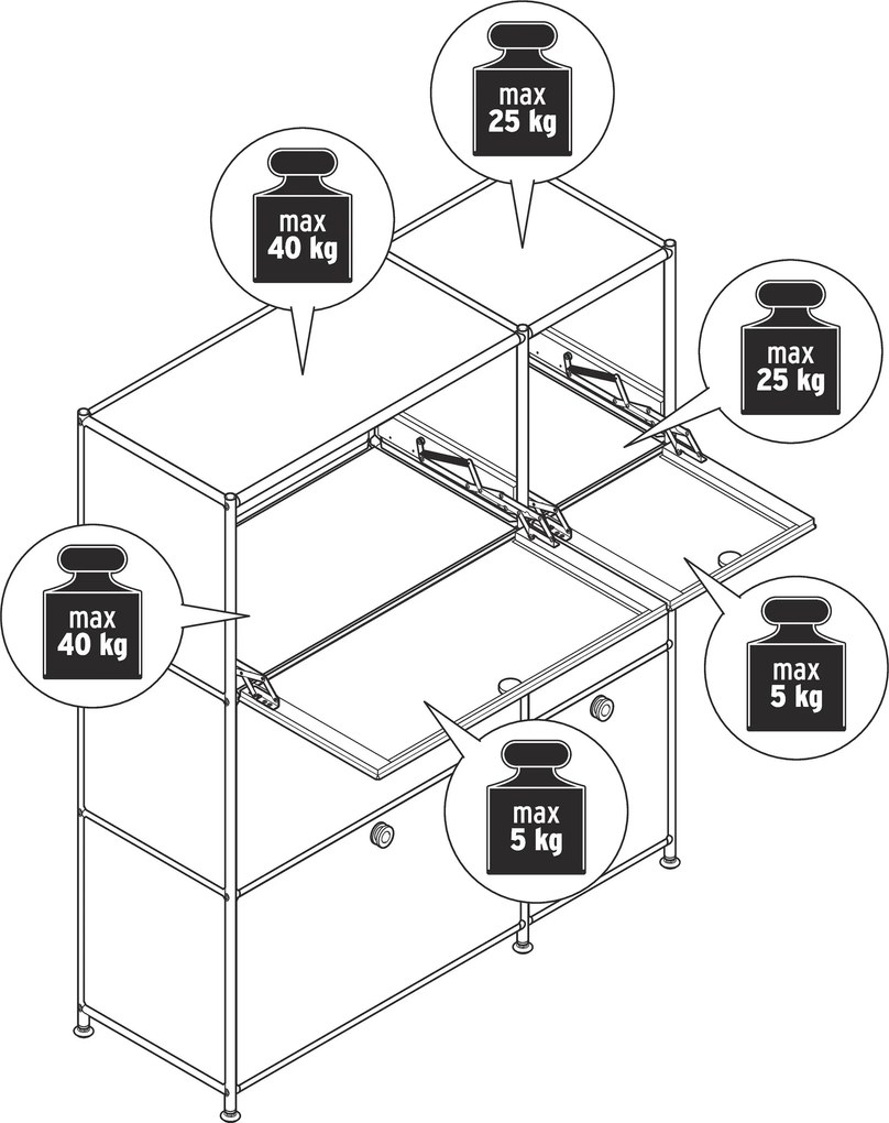 Tchibo - Komoda CN3 se 6 výklopnými dvířky - barva: bílá