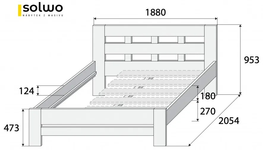 Masivní postel TAMARA - Solwo Design Dřevo a odstín oleje: BUK Cink - Olej odstín BO102, Rozměr spací plochy: 220x200