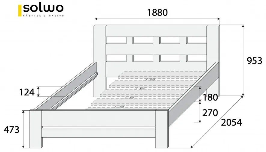 Masivní postel TAMARA - Solwo Design Dřevo a odstín oleje: BUK Cink - Olej odstín BO103, Rozměr spací plochy: 140x200