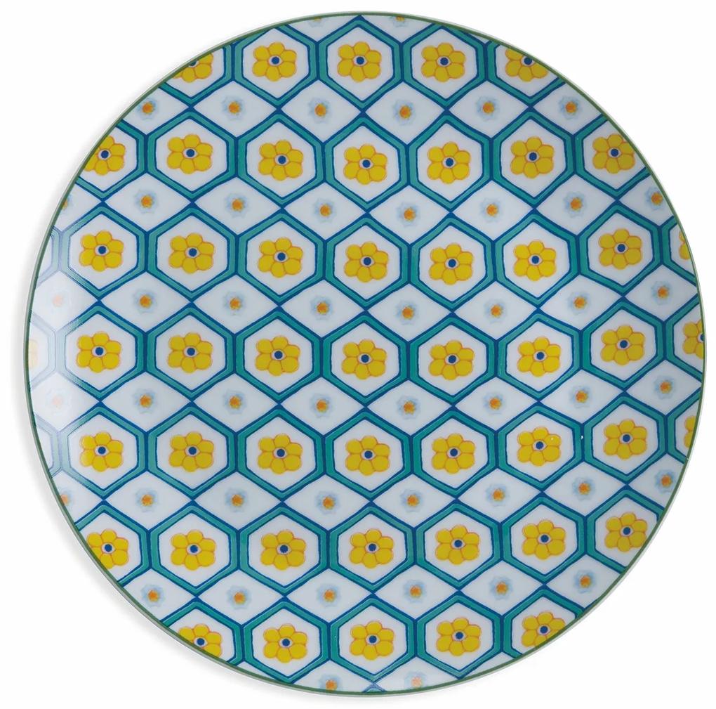 VILLA D’ESTE HOME TIVOLI Servis talířů Rimini 18 kusů, barevný, dekor různé geometrické tvary