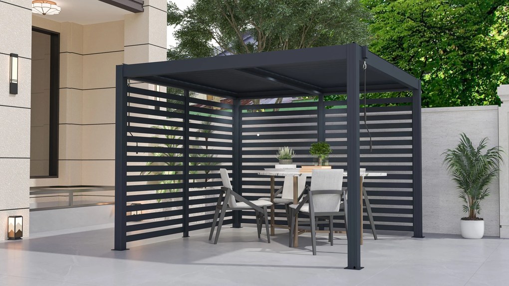 Bioklimatická pergola G21 Austin 3x3 m, antracitová hliníková
