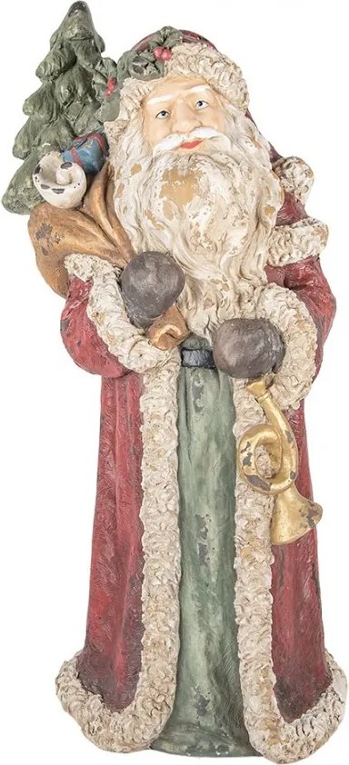Červená vánoční dekorace Santa se stromečkem - 35*28*83 cm