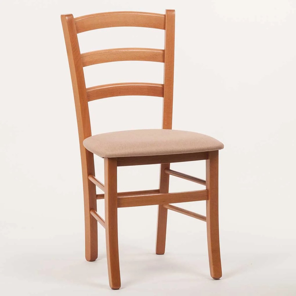 Židle VENEZIA s čalouněným sedákem tmavě hnědá LUX béžová 25
