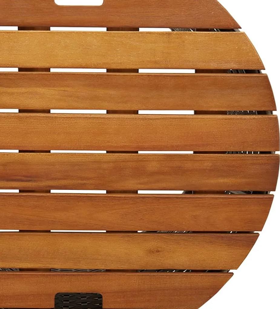 vidaXL Zahradní odkládací stolky 2 ks dřevěná deska polyratan [366288] Barva: Šedá