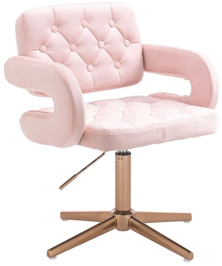 LuxuryForm DESIGN Otočná židle ADRIA VELUR na zlatém kříži - růžová