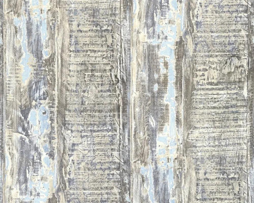 Vliesová tapeta 35413-2 modrá hnědá / Tapety na zeď 354132 Wood´n Stone 2 (0,53 x 10,05 m) A.S.Création