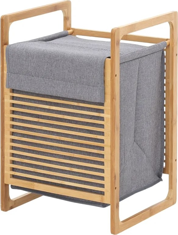 Koš na prádlo s omyvatelnou taškou, bambus / polyester, 40 x 35 x 60,5 cm 850-151
