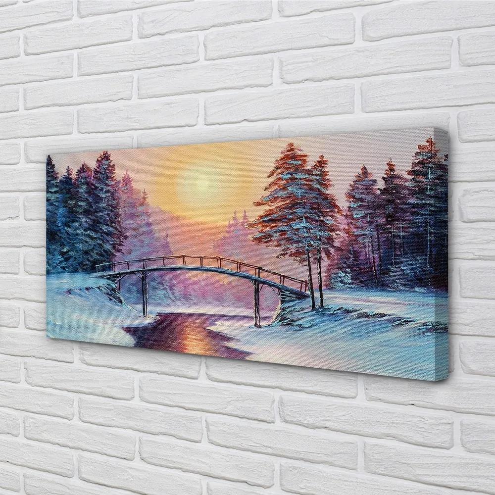 Obrazy na plátně Zimní stromy sníh na východ 120x60 cm