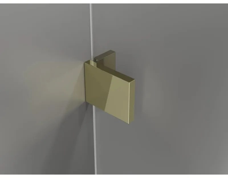 Mexen Lunar, L pětiúhelníkový sprchový kout naklápěcí doleva 100 x 100 cm, 8mm čiré sklo, zlatý profil, 831L-100L-100P-50-00-L