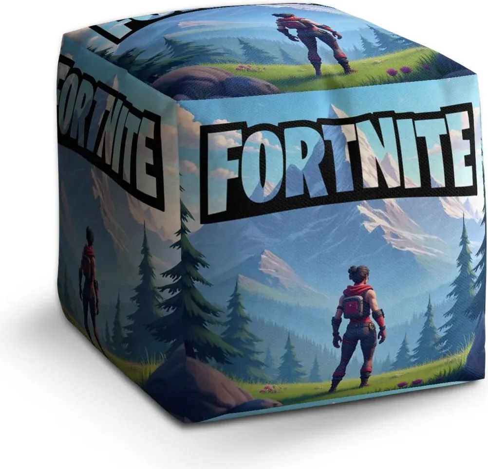 Sablio Taburet Cube FORTNITE Horská krajina - 60x60x60 cm