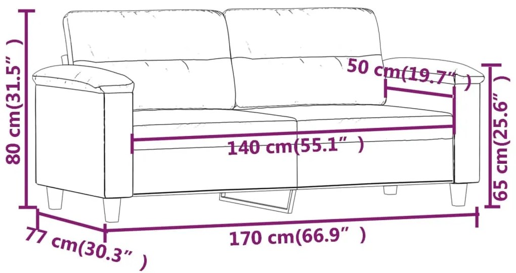 2místná pohovka černá 140 cm tkanina z mikrovlákna - Default Title