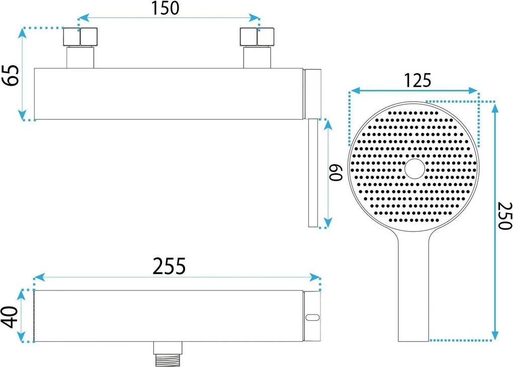 Rea Rivo, nástěnná sprchová baterie s ruční sprchovou soupravou, černá matná, REA-B9327