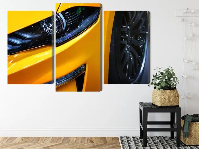 Vícedílný obraz Přední Část Žlutého Sportovního Vozu Nedostatek Nedostatek Přírodní plátno 150x100