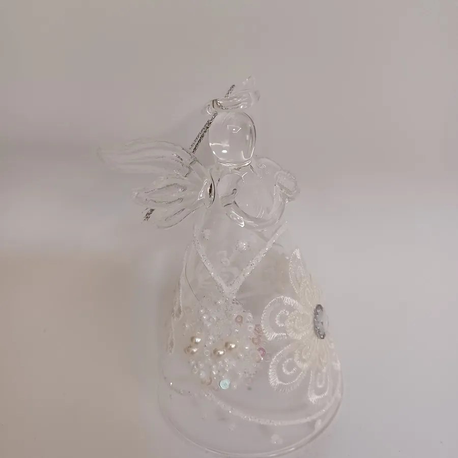 Skleněný anděl 7 × 11 cm čiré sklo