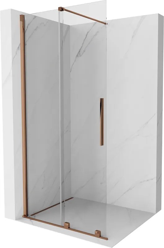 Mexen Velar, posuvné dveře do otvoru typ Walk-In 120 cm, 8mm čiré sklo, růžové zlato, 871-120-000-03-60