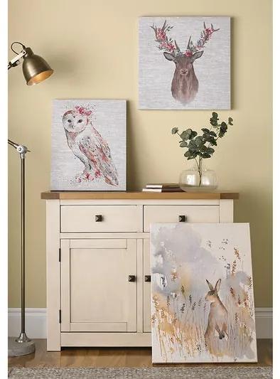 Bezrámový obraz 105388, Watercolour Floral Owl, Sova, Wall Art