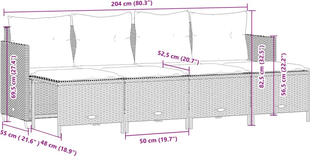 5dílná zahradní sedací souprava s poduškami černá polyratan 3261533