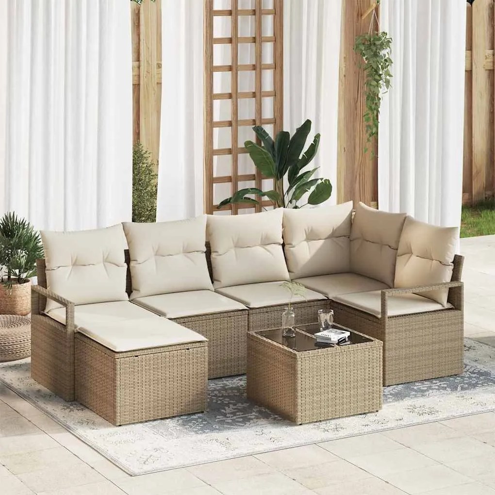 Set pohovek 7 ks Béžová polyratan 3346461