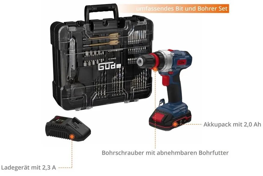 AKUMULÁTOROVÝ VRTACÍ ŠROUBOVÁK BS 18 - Set 126 dílů