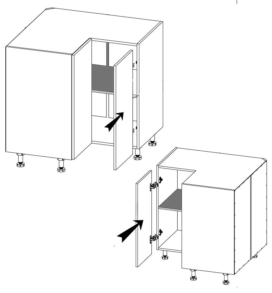 ASPEN gr | dolní skříňka D90N rohová | šedá lesk