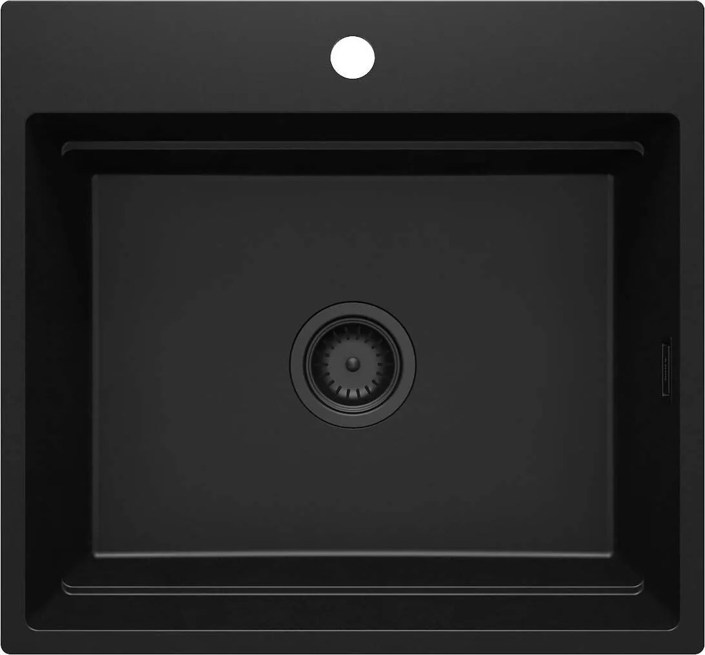 Deante Magnetic, 1-komorový granitový dřez 560x520x220mm, černá matná, DEA-ZRM_N10A