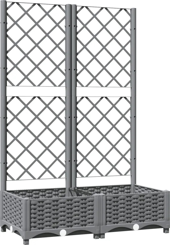 Zahradní truhlík s treláží světle šedý 80 x 40 x 121,5 cm PP 153271