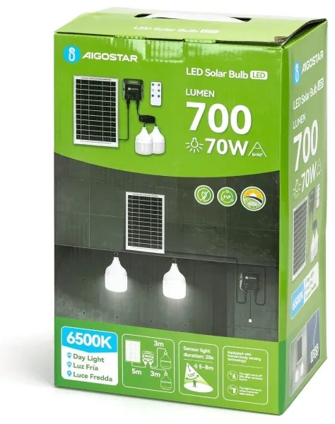 Aigostar - LED Solární lustr se senzorem 2xLED/35W/12V 6000 mAh 6500K pr. 10 cm