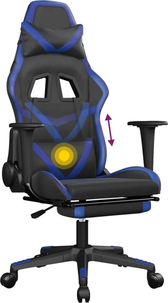 vidaXL Masážní herní židle s podnožkou umělá kůže [345434] Barva: Černá a šedá