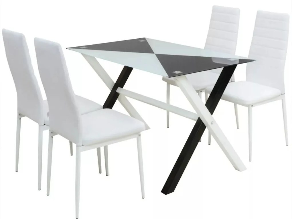 5-dílný jídelní set | stůl a židle z umělé kůže